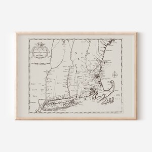 ANTIQUE NEW ENGLAND Wall Art, New England Map, Antique Americana ...