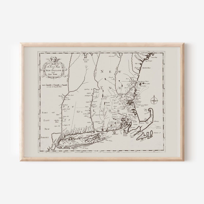 ANTIQUE NEW ENGLAND Wall Art New England Map Antique - Etsy