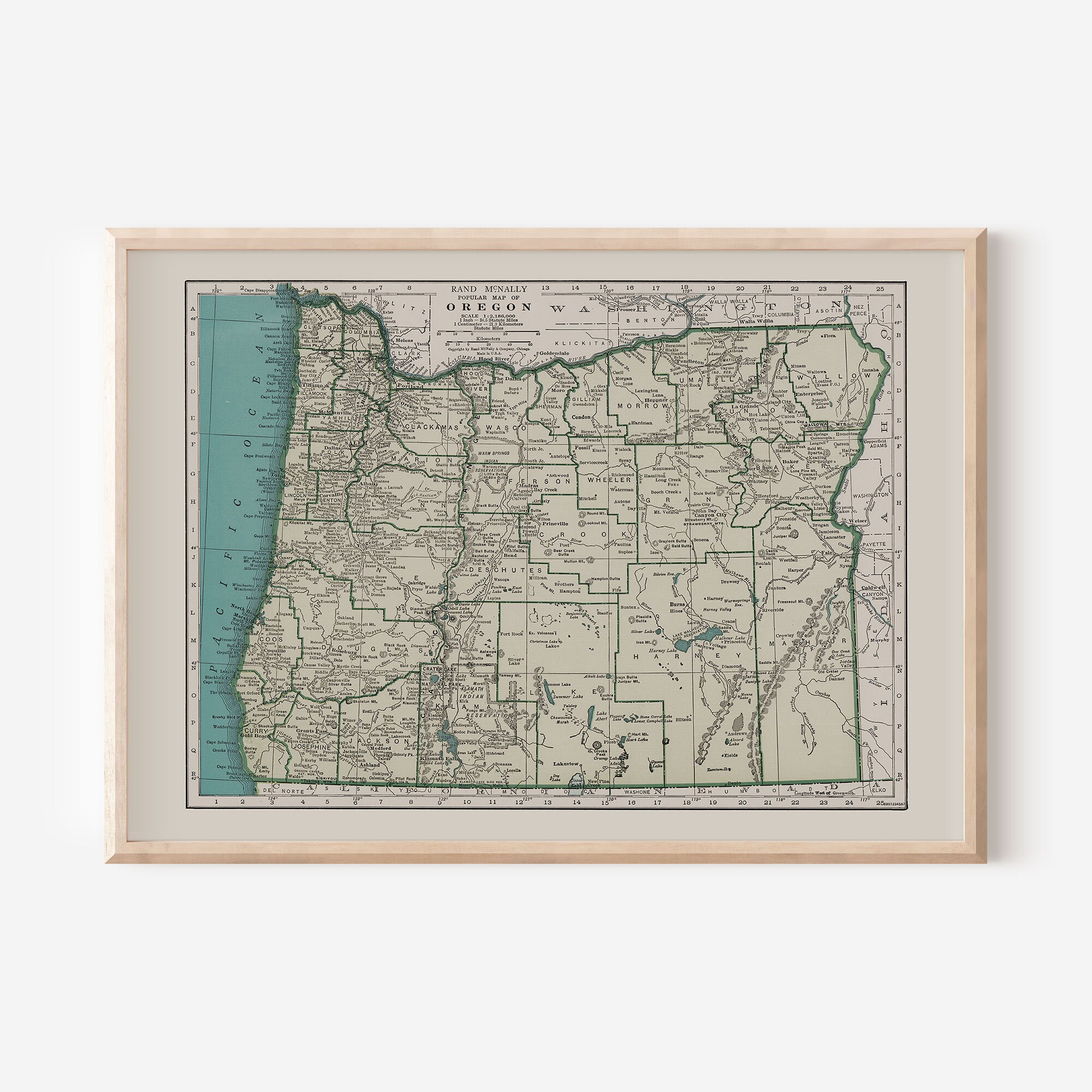 OREGON MAP PRINT Vintage Map of Oregon Antique Map Print - Etsy