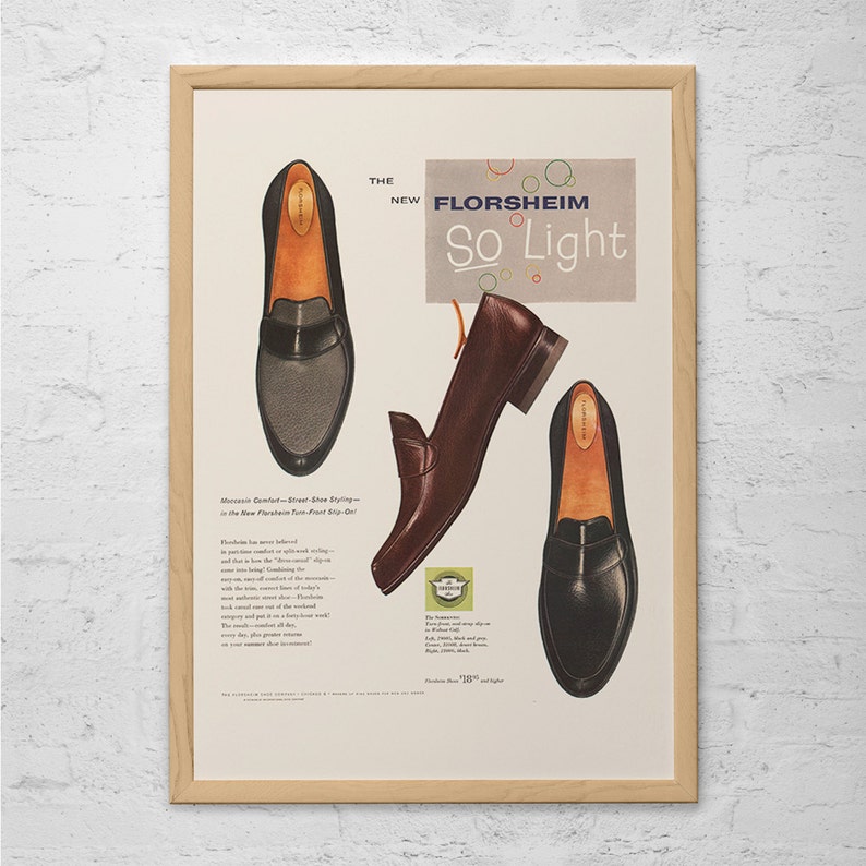VINTAGE MEN'S SHOES Ad Retro Leather Shoes Ad - Etsy