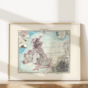 GREAT BRITAIN Map Antique Wall Art, Vintage Map of Britain, England Map ...