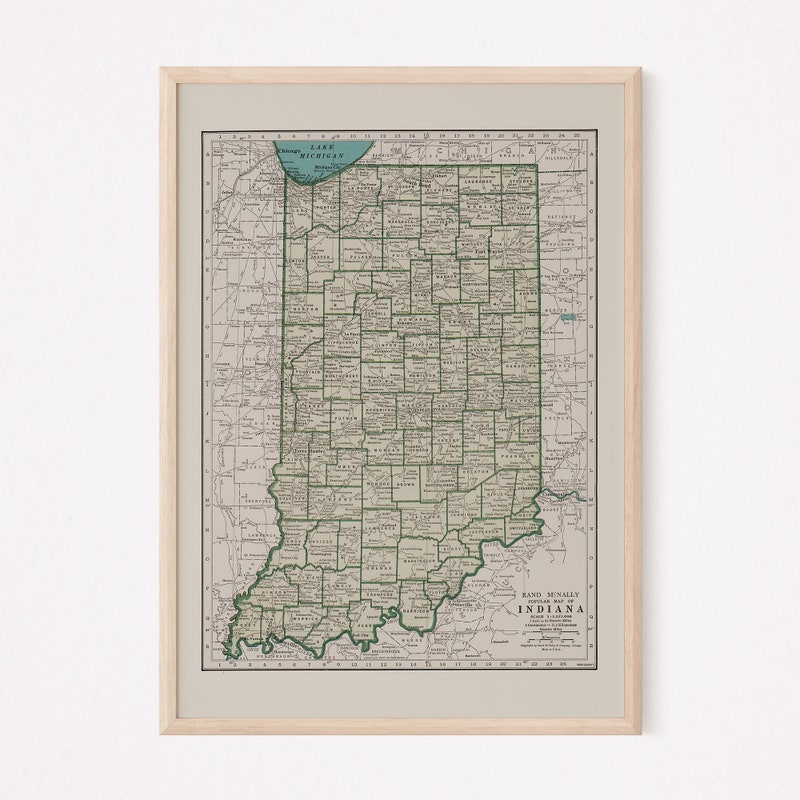 Indiana Map - Etsy