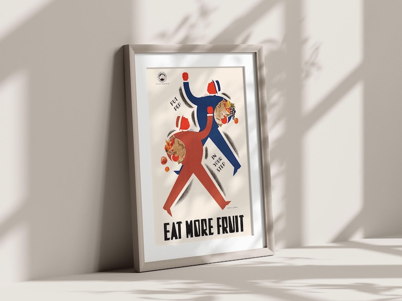 EAT FRUIT POSTER, Fun Poster, Retro Kitchen Decor, Vintage Art Deco ...