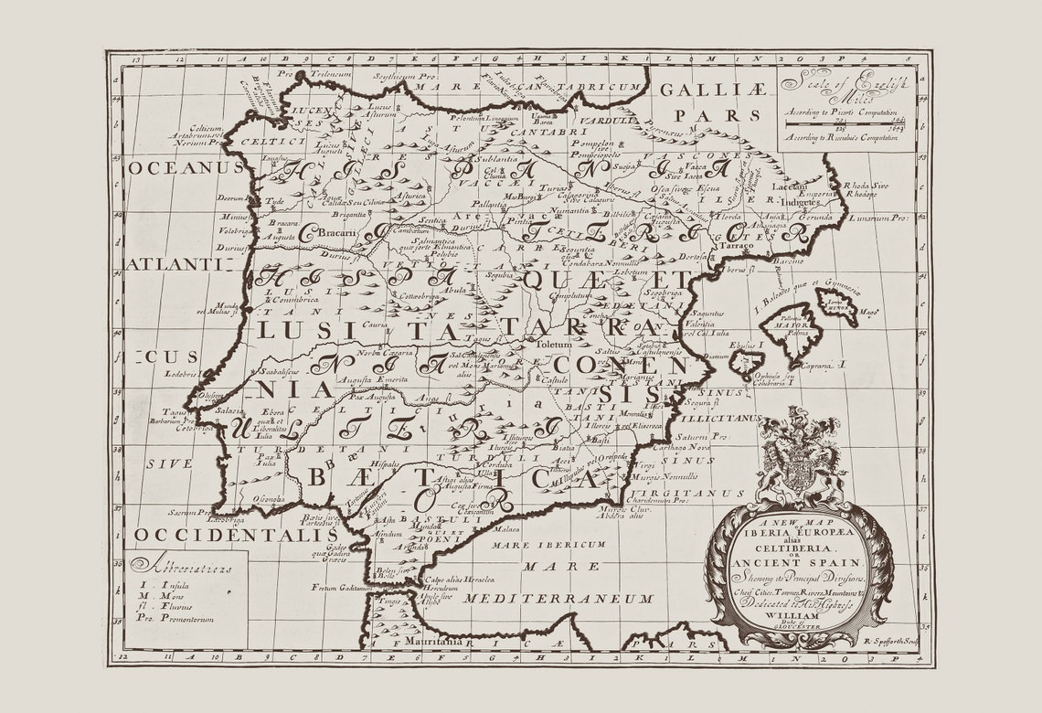 ANCIENT SPAIN MAP, Historical Map of Ancient Spain, Antique Home Decor ...