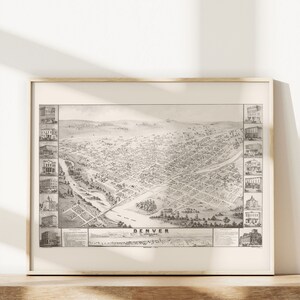 ANTIQUE DENVER MAP, Vintage Map of Denver Colorado, Old Map Print ...