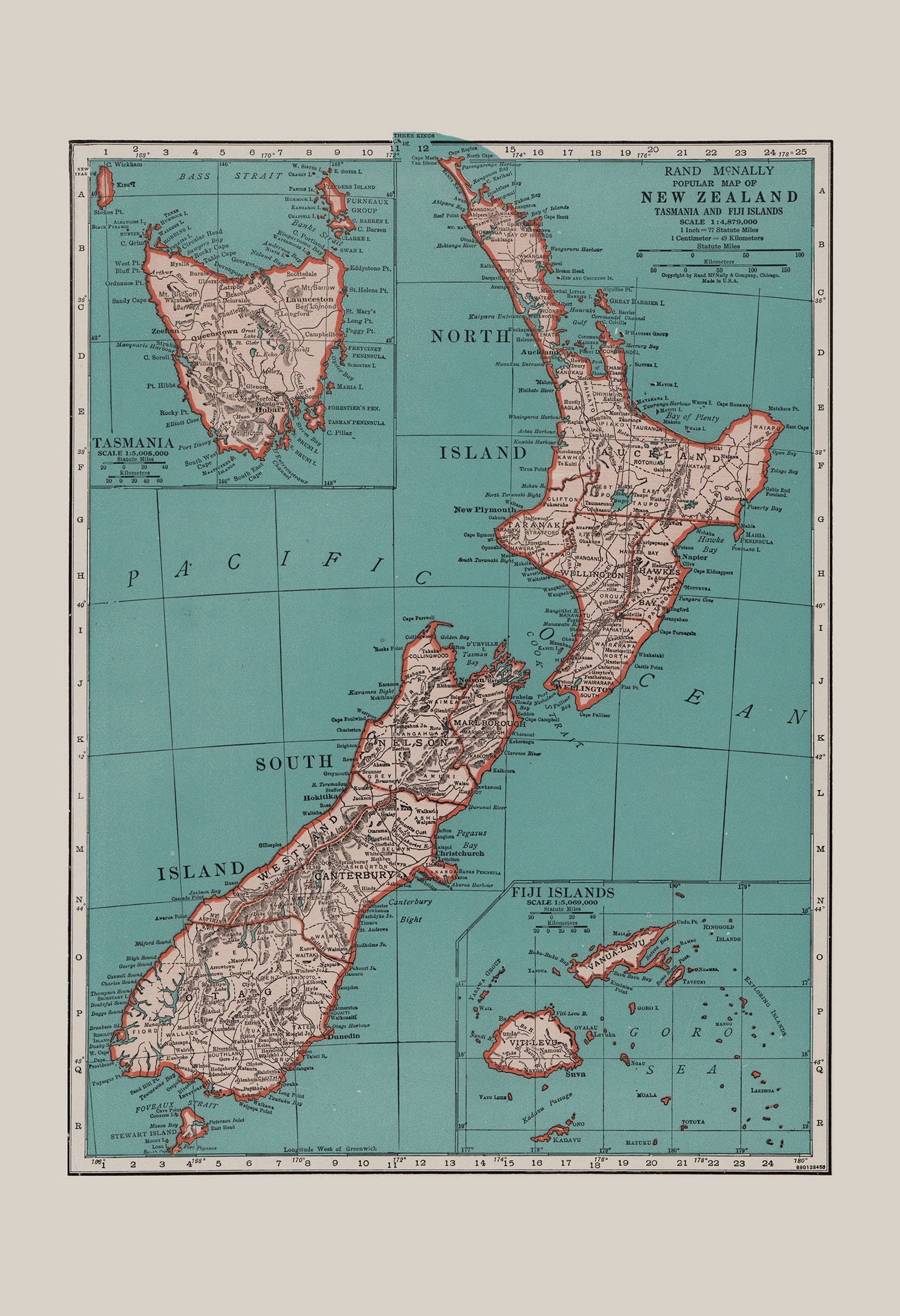 NEW ZEALAND MAP Vintage Map of New Zealand Old Map Print - Etsy