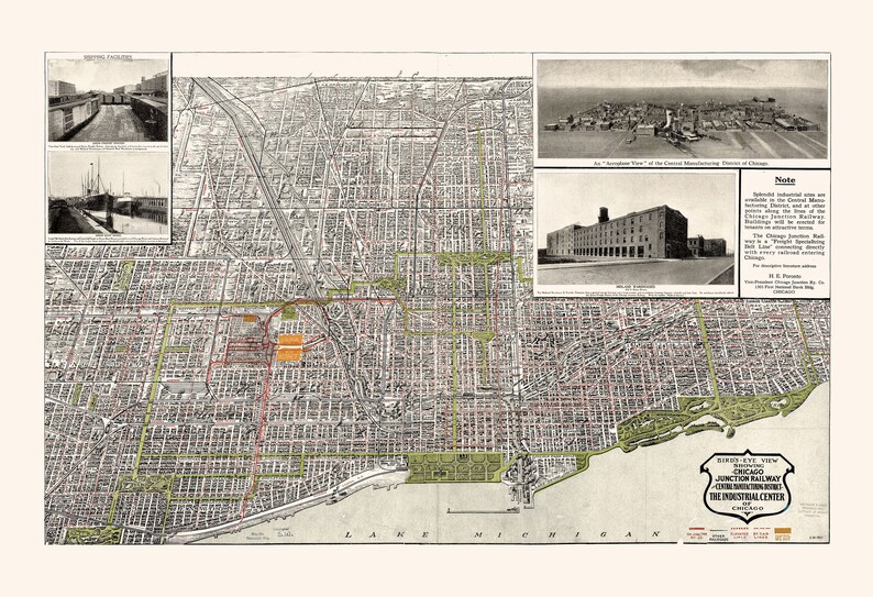 VINTAGE CHICAGO MAP Historical Map of Chicago Locomotive - Etsy