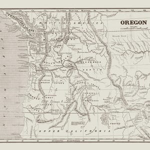 VINTAGE OREGON MAP, Antique Map of Oregon, Oregon State Map, West Coast ...