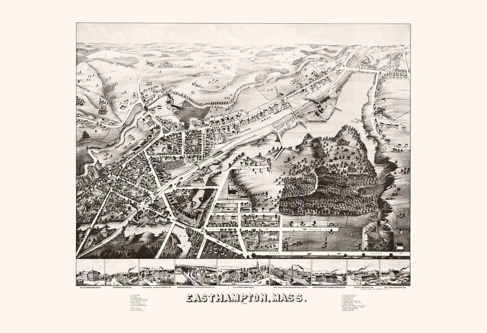 EASTHAMPTON MAP PRINT Antique Easthampton Mass Map Antique - Etsy