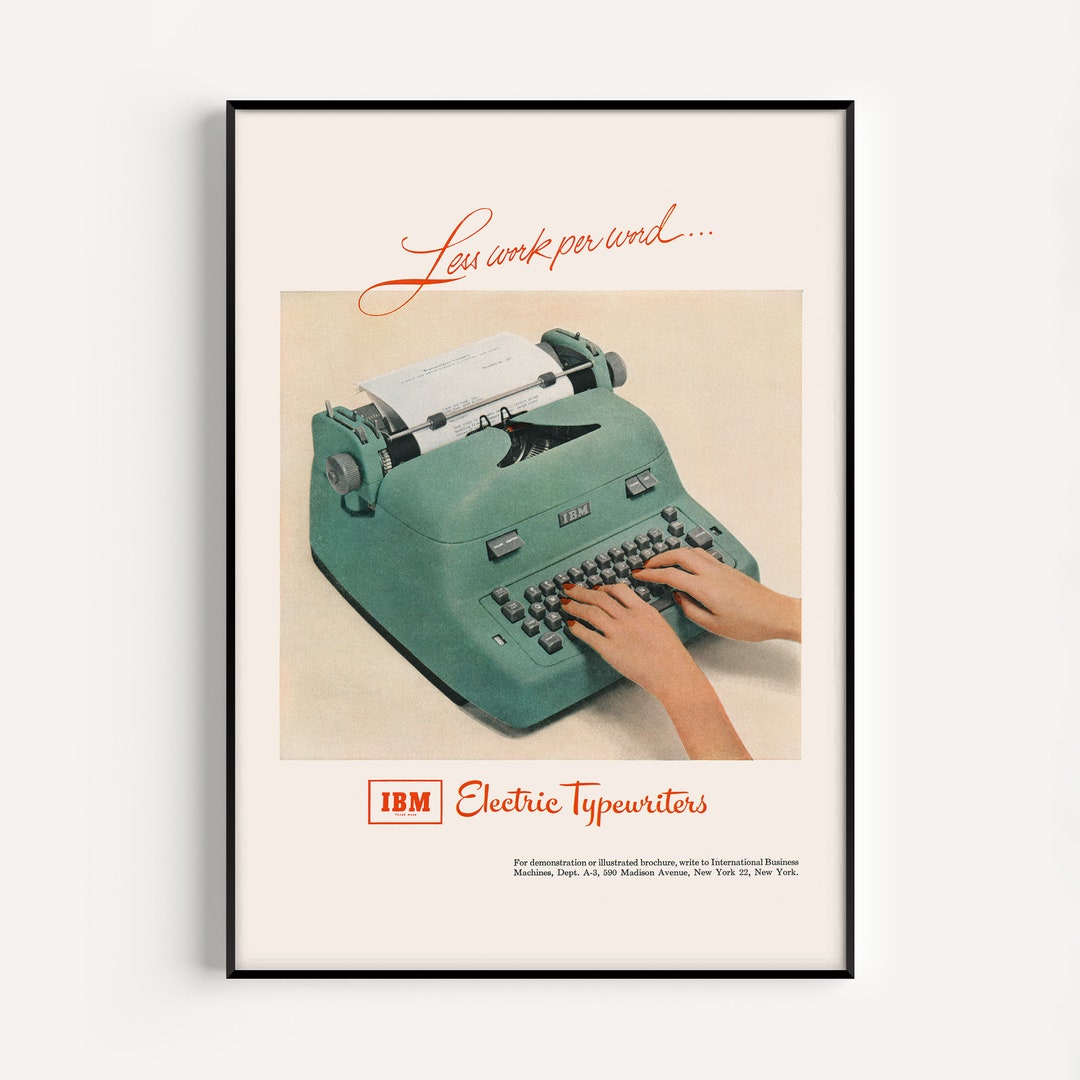 ELECTRIC TYPEWRITER AD, Vintage Ad Print, 1950s Typewriter Poster ...