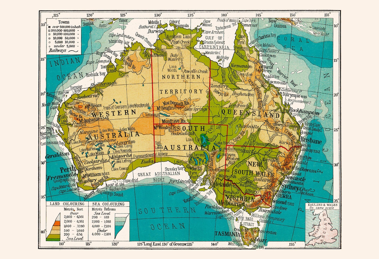 VINTAGE AUSTRALIA MAP, Vintage Map of Australia, Australia Map Print ...