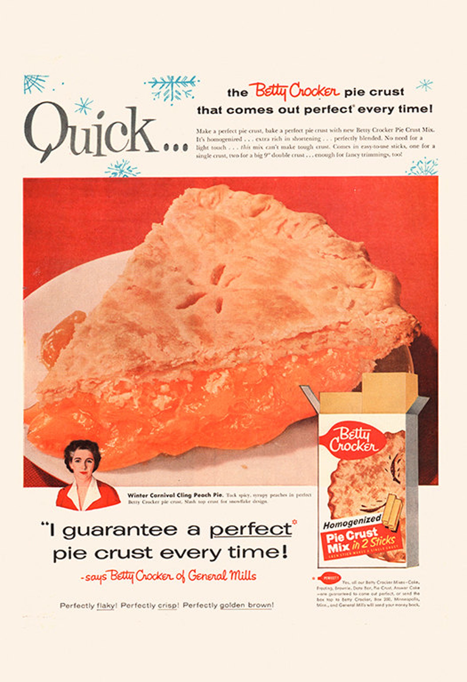 VINTAGE PIE AD Retro Mid-Century Ad Pie Crust Ad Vintage | Etsy