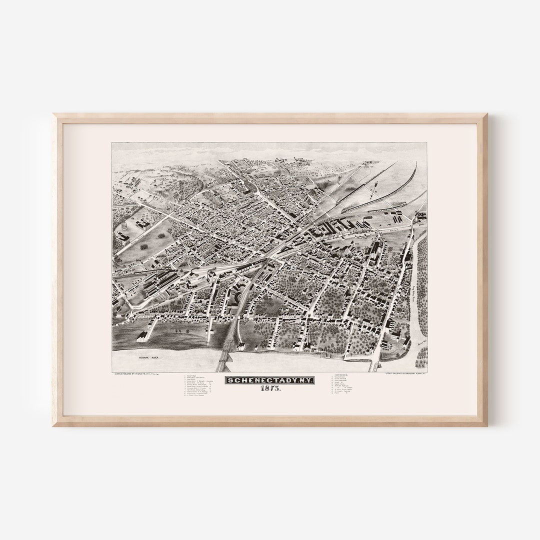 SCHENECTADY MAP PRINT, Antique Schenectady N.Y. Map, Antique Map Print ...