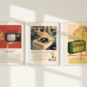 RETRO LIVING ROOM Wall Art, Vintage Rec Room Decor, Cool Retro Karaoke ...