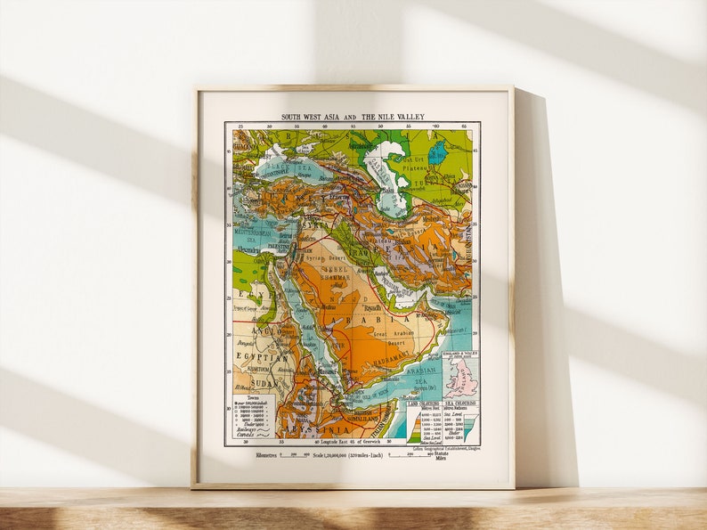 VINTAGE MIDDLE EAST Map Vintage Map Wall Art Vintage Map - Etsy