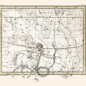 SAGITTARIUS SIGN MAP Print, Zodiac Map Print, Professional Reproduction ...