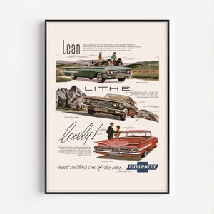 NOSTALGIC CAR POSTER, 1950s Automobile Print, Retro Mid-century ...