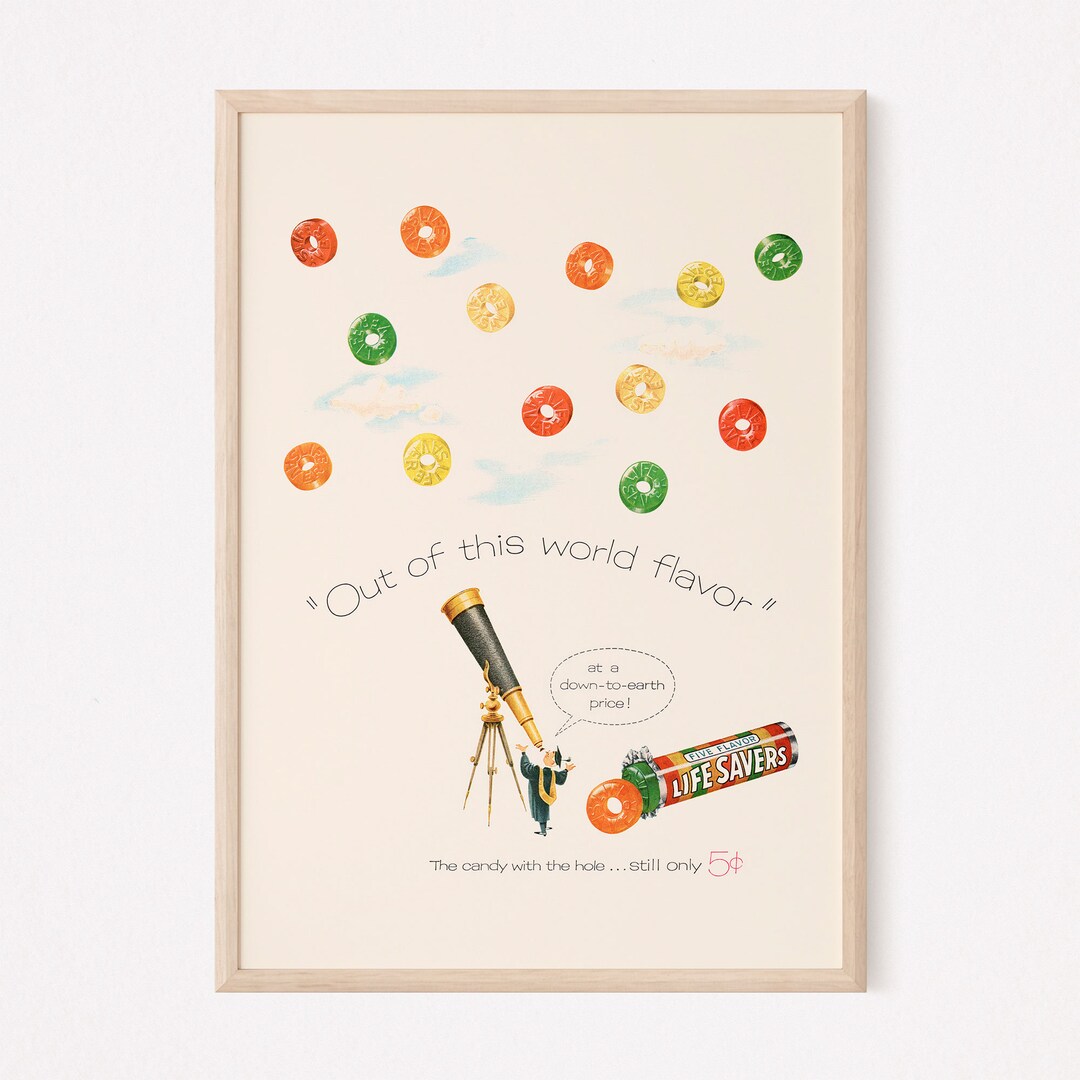 VINTAGE CANDY AD, Retro Mid-century Ad, Vintage Kitchen Poster, 1950s ...