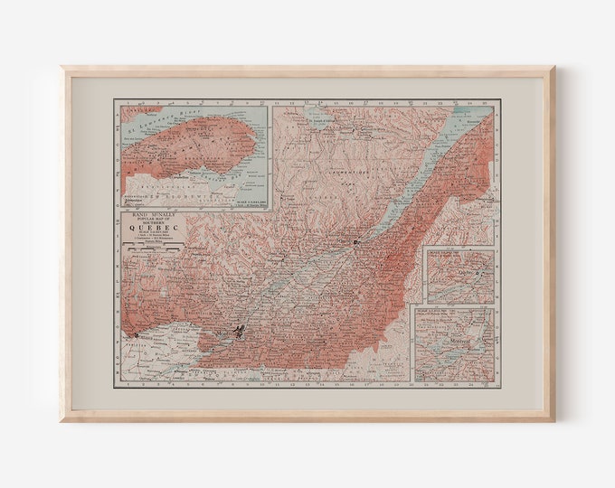 Antique Quebec Map, Southern Quebec Map, 1926 Map, Original Map, Map ...
