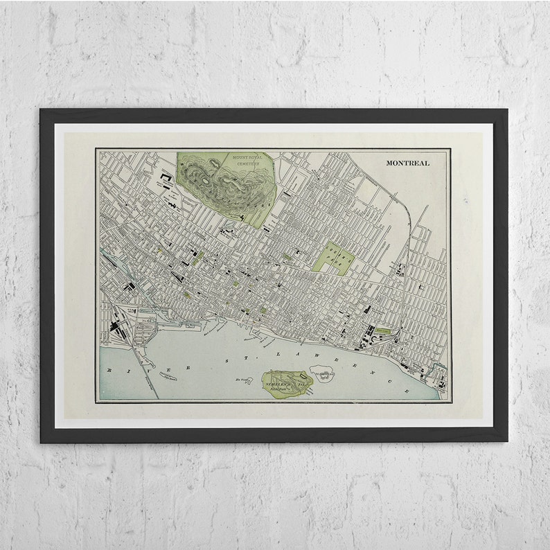 VINTAGE MAP of MONTREAL Vintage Montreal Quebec Map | Etsy