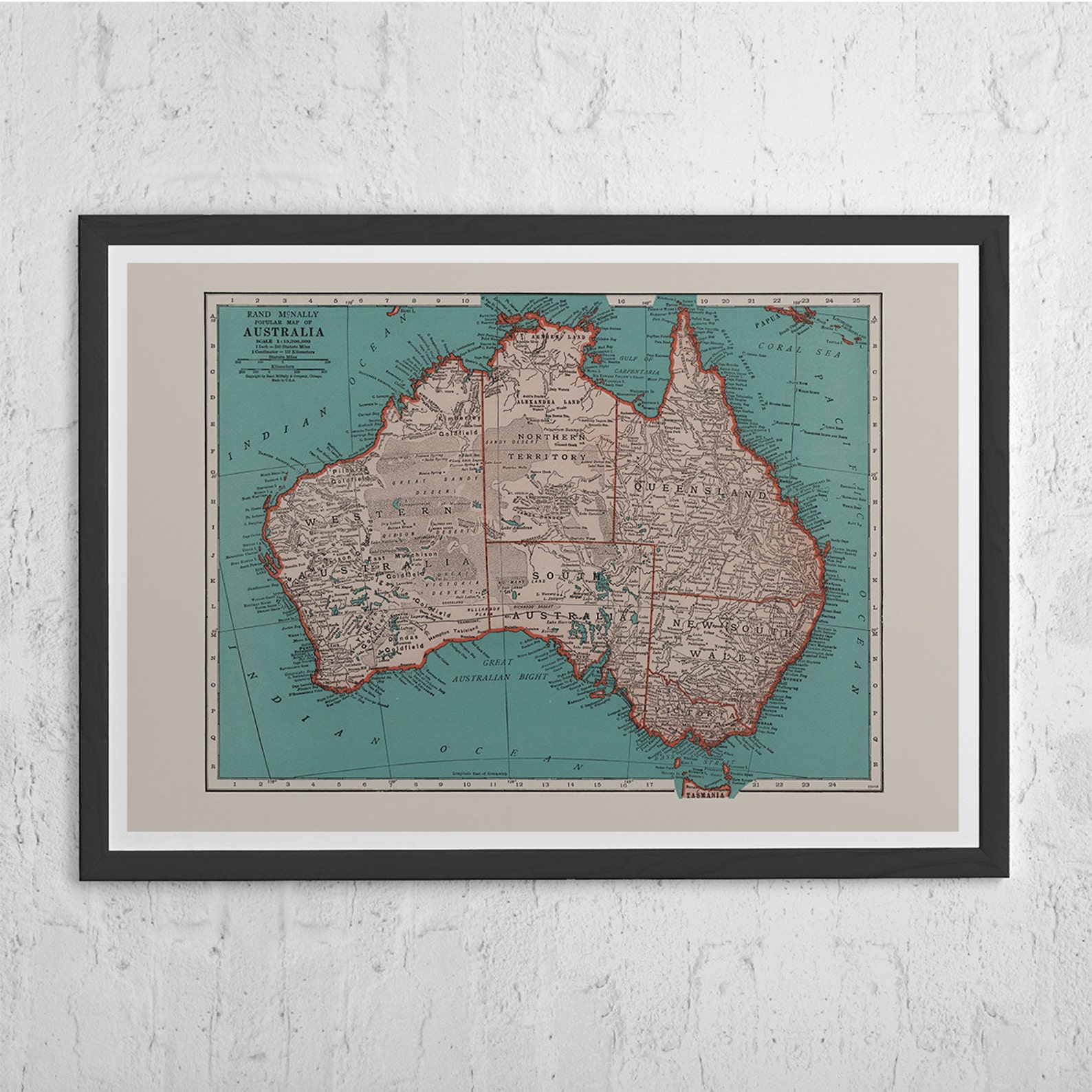 AUSTRALIA MAP PRINT Vintage Map of Australia Old Map - Etsy