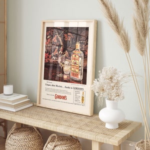 VINTAGE GORDON'S GIN Ad, Retro Mid-century Ad, Vintage Bar Poster Retro ...