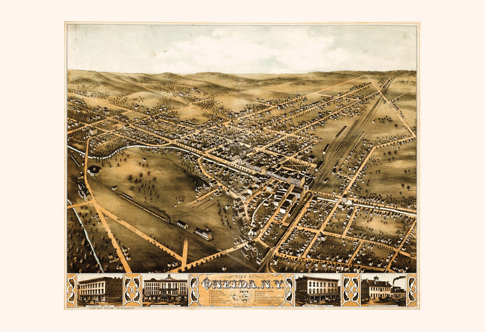 ONEIDA MAP PRINT Antique Oneida N.Y. Map Antique Map - Etsy