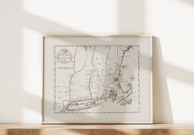 ANTIQUE NEW ENGLAND Wall Art New England Map Antique - Etsy