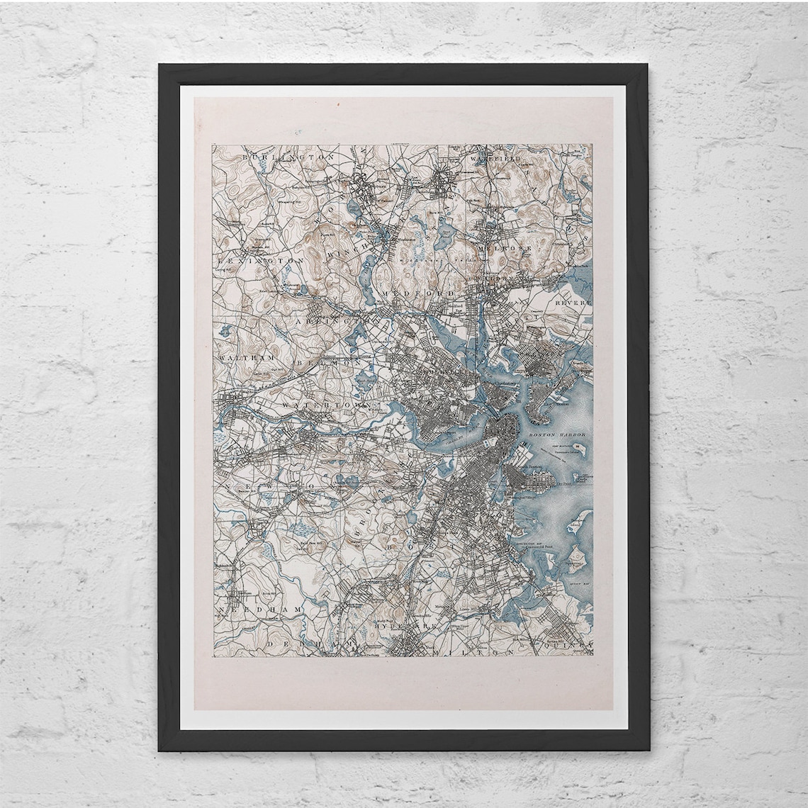 VINTAGE BOSTON POSTER Vintage Map of Boston Antique Map | Etsy