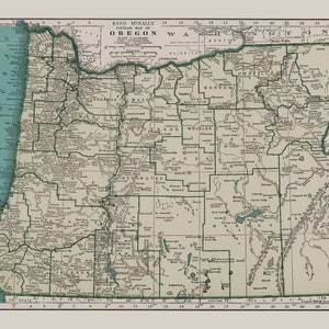 OREGON MAP PRINT, Vintage Map of Oregon, Antique Map Print, Historical ...