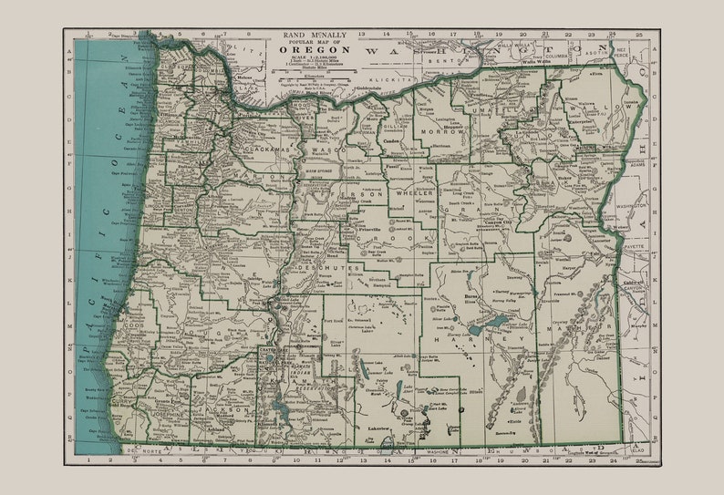 OREGON MAP PRINT Vintage Map of Oregon Antique Map Print - Etsy
