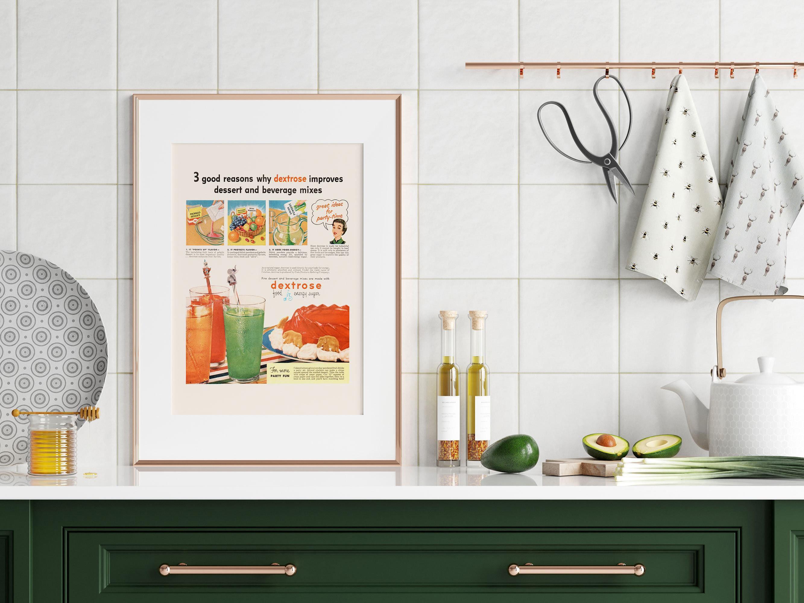 KITSCH KITCHEN AD, Retro Mid-century Ad, Sugar Poster, Vintage Kitchen ...