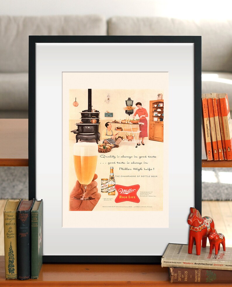 Retro Beer Art Vintage Beer Ad Poster For Bar Barware Art | Etsy