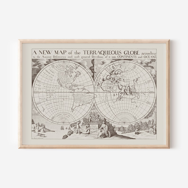 ANTIQUE WORLD MAP Ancient Map of the World Antique Home - Etsy