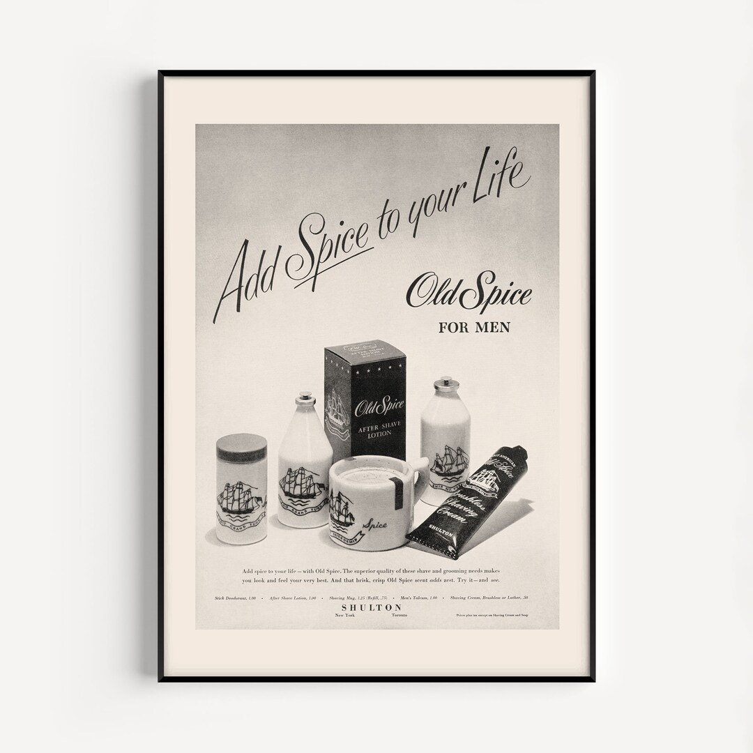 VINTAGE MEN'S GROOMING Poster, Aftershave Ad, Barber Shop Art, Retro ...
