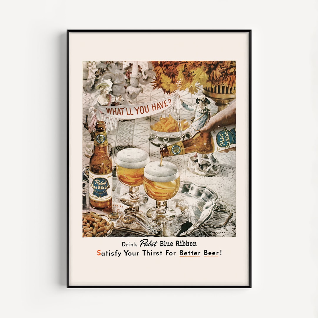 FANCY BEER AD, Vintage Ad Print, 1950s Beer Poster, Classic Decor, Mid ...