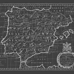RETRO SPAIN MAP, Old Map of Spain, Office Wall Art, Professional ...