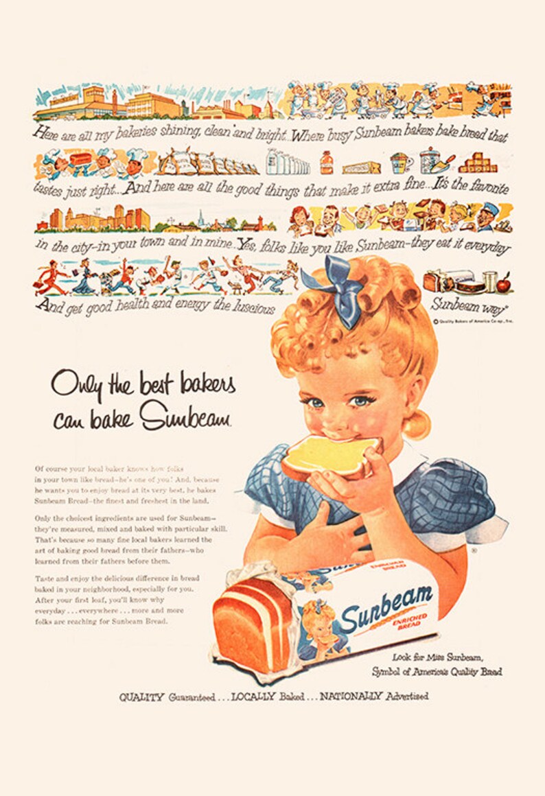 VINTAGE BREAD AD Retro Sliced Bread Ad Old 1950's Cute - Etsy
