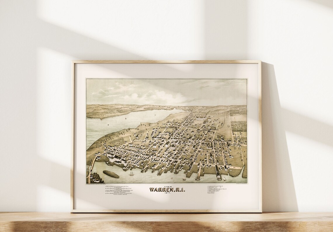 ANTIQUE MAP of WARREN Warren Rhode Island Map Antique Map - Etsy