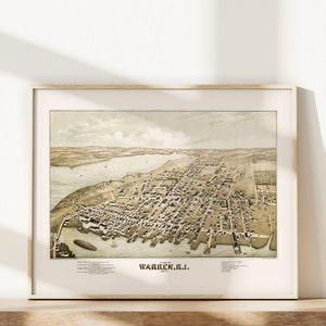 ANTIQUE MAP of WARREN, Warren Rhode Island Map, Antique Map Print ...