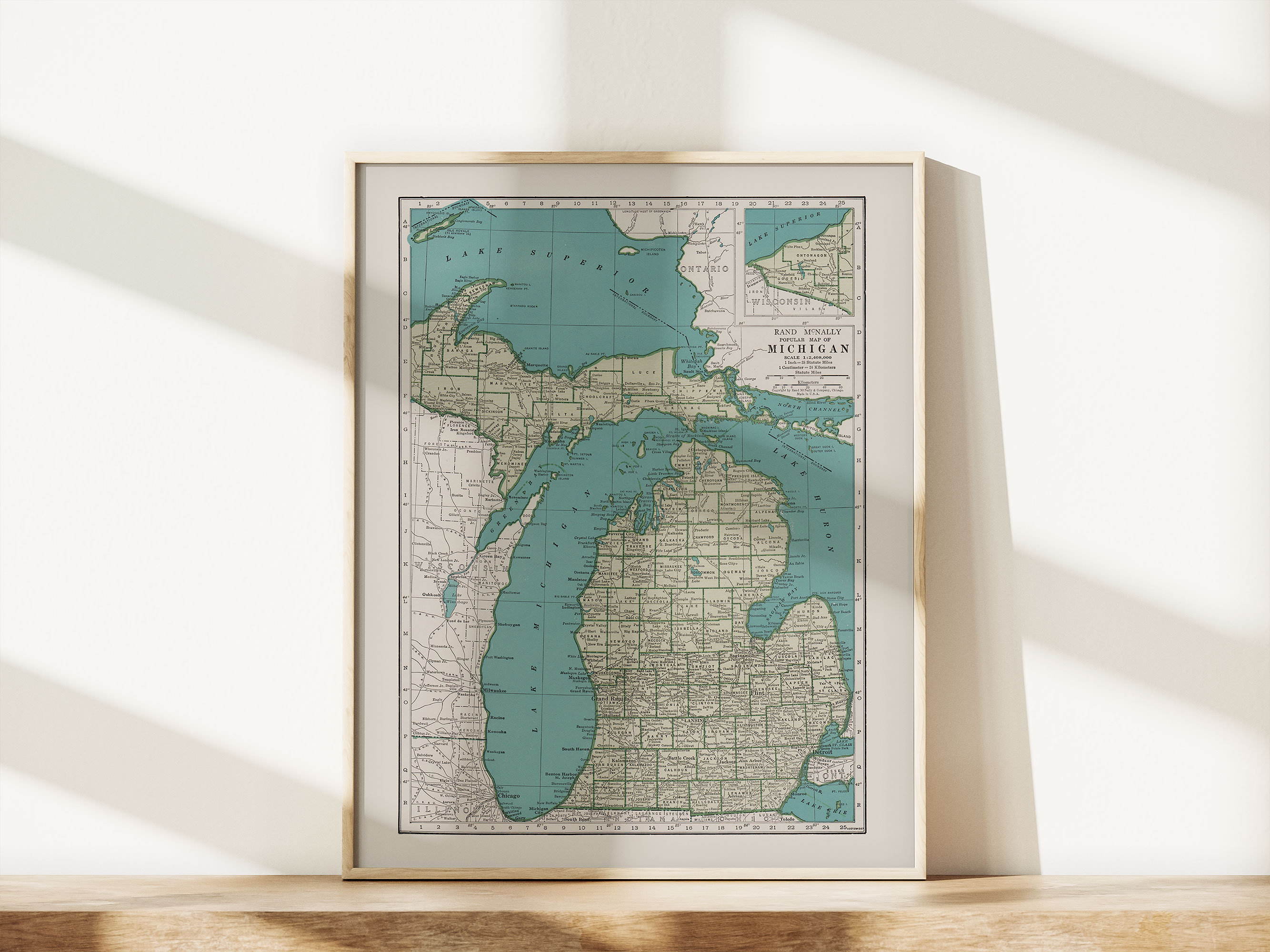 VINTAGE MICHIGAN MAP Vintage Map of Michigan Wall Art - Etsy