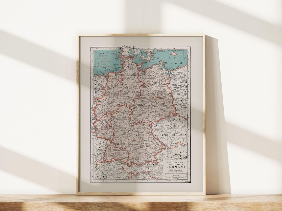 VINTAGE GERMANY MAP, Vintage Map of Germany Wall Art, Vintage Map ...
