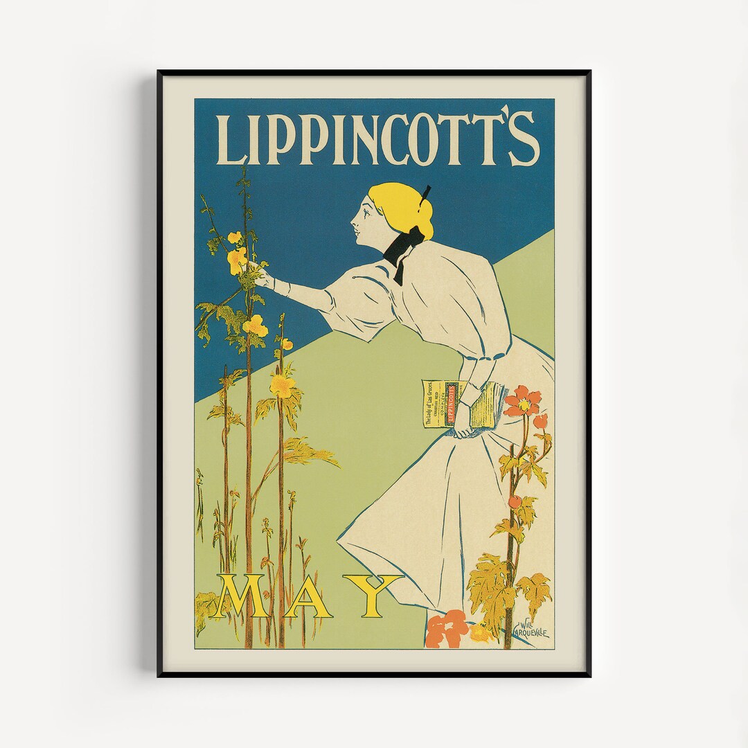 LIPPINCOTT'S MAGAZINE POSTER, Beautiful Art Nouveau Poster Print Belle ...