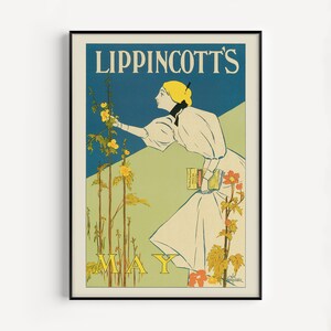 LIPPINCOTT'S MAGAZINE POSTER, Beautiful Art Nouveau Poster Print Belle ...