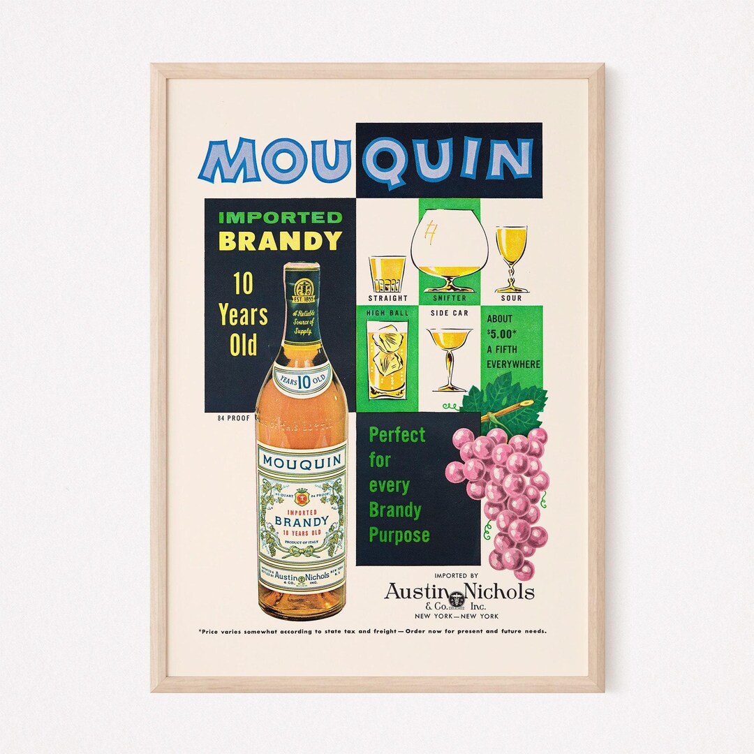 RETRO BRANDY Ad, Retro Mid-century Poster Cool Vintage Advertising Art ...