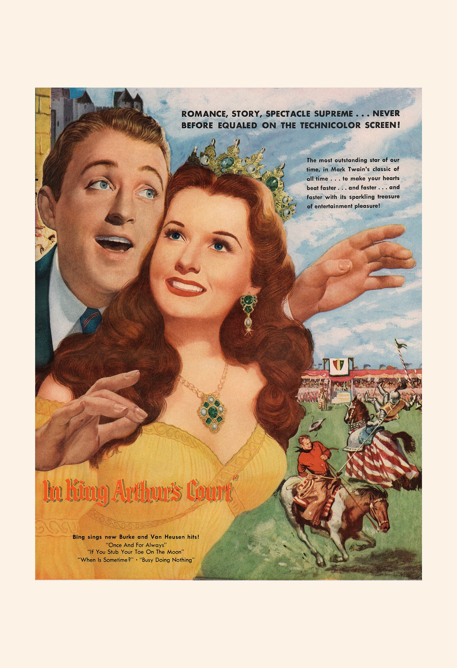 VINTAGE MOVIE POSTER, Bing Crosby Retro Movie Ad, in King Arthur's ...