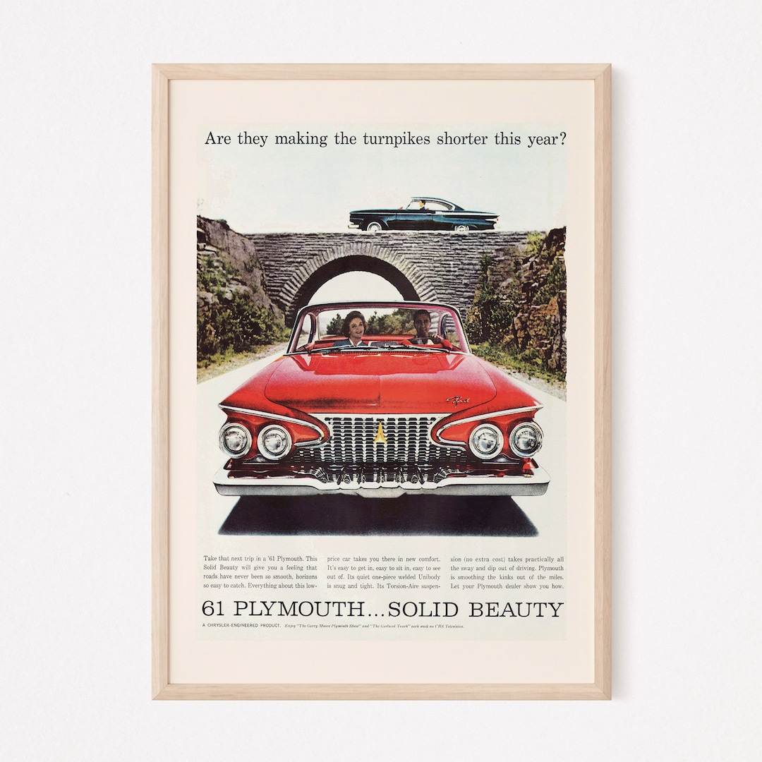 1961 VINTAGE CAR Ad, Retro Car Ad, Classic Red Car Ad Mid-century ...