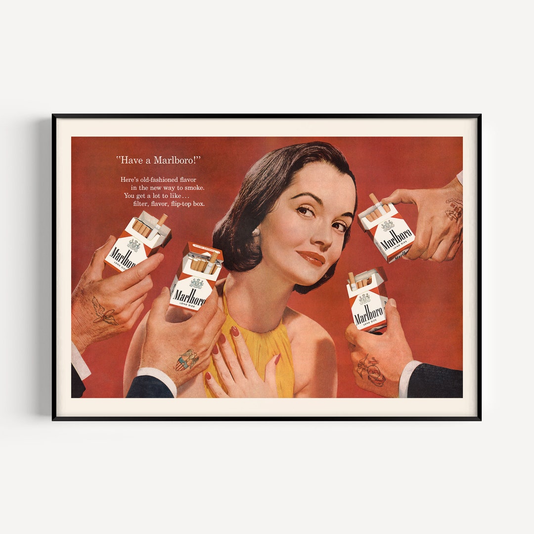 RETRO SMOKING POSTER, Fun Vintage Cigarettes Ad, Kitsch Wall Art, High ...