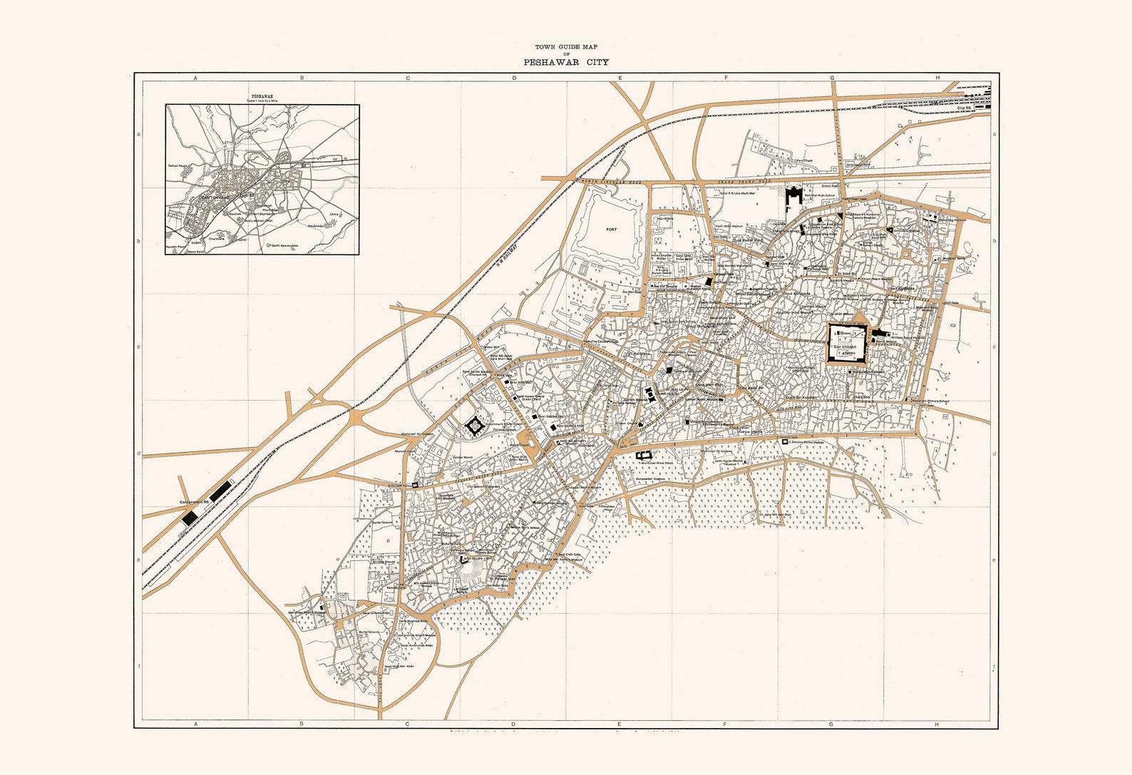ANCIENT PESHAWAR MAP Map of Peshawar Historical Pakistan - Etsy Canada