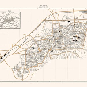 ANCIENT PESHAWAR MAP, Map of Peshawar, Historical Pakistan Map, Antique ...